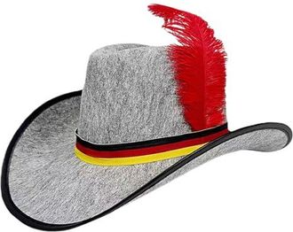 Generic Chapeaux en feutre - Chapeau de festival occidental avec sangle réglable pour plus de confort, couvre-chef élégant avec motif coloré noir, rouge, jaun