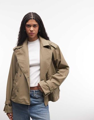 Rains 12610 - Trench-coat court imperm&eacute;able &agrave; double boutonnage - Beige fonc&eacute;-Neutre