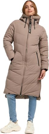 Marikoo Damen Winterjacke Stepp Winter Jacke gesteppter Wintermantel warm lang Mantel B949 [B949-Benik-Taupe-Grey-Gr.XXL]