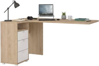 Dmora Schreibtisch Pinot, Mehrzweckschreibtisch, B&uuml;rotisch f&uuml;r pc, Eckschreibtisch, 150x100 h76 cm, Eiche und Wei&szlig; - Dmora