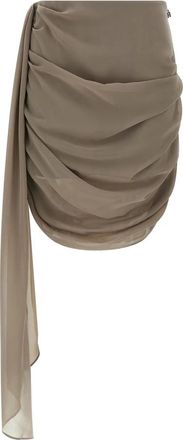 Rotate Rotate Birger Christensen, Femme, Jupes, Beige, Taille: 36 FR Mini-jupe drap&eacute;e en mousseline de soie