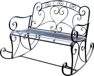 Garden Pleasure Schaukelbank Metall Gartenbank Sitzbank Parkbank Schaukelstuhl Bank schwarz