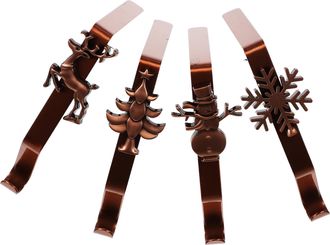 Valiclud 4 Stück Teiliges Set Goldfarbene Weihnachtsstrumpfhalter aus Stabile Kaminhaken Nägel für Weihnachtsdeko Taschen Kamin und Tischdeko