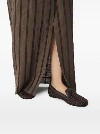 Brunello Cucinelli Womens Slippers Con Dise&ntilde;o Entretejido Brown Ss25 W