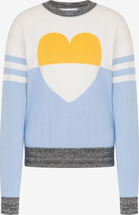 Moschino Pull en coton et cachemire incrust&eacute; - Bleu