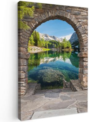 MuchoWow © Bilder Klein 20x30 cm Mini Wohnzimmer Deko Modern Wandbild Foto auf Leinwand Bild Schlafzimmer Room Decor Geschenke Fensterblick - Berg - Landschaft