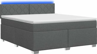vidaXL Letto Con Box Spring, Materasso E Led Grigio Scuro 140 X 190 Cm Vidaxl