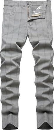 Generic Pantalon chino moulant pour homme - Coupe ajust&eacute;e - Coupe ajust&eacute;e - Pantalon chino extensible et confortable, gris, 52