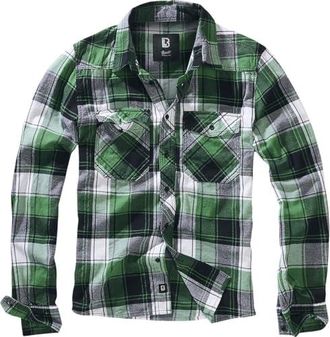 Brandit Chemise &Agrave; Carreaux Homme Chemise en Flanelle Vert/Noir S 100% Coton Regular/Coupe Standard