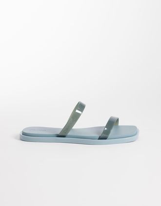 Calvin Klein Jeans - Sandales en plastique souple &agrave; deux brides - Bleu