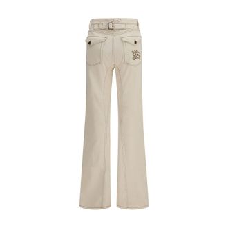 Burberry Womens Beige Cotton Bootcut Jeans Clothing