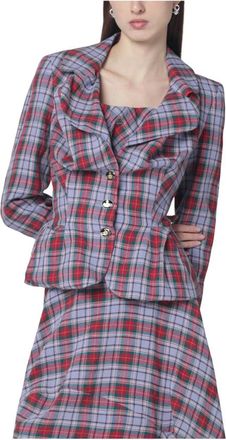 Vivienne Westwood Femme, Vestes, Rouge, Taille: 38 FR Drunken Checked Jacket
