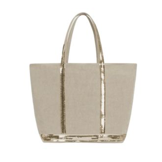 Vanessa Bruno Femme, Sacs, Beige, Taille: ONE Size Cabas L Zipp&eacute; en lin port&eacute; &eacute;paule avec fermeture &eacute;clair