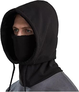 Generic Cagoule 3 en 1 pour homme et femme - Bonnet dhiver chaud en tricot - Doublure polaire - Masque facial - Coupe-vent - &Eacute;charpe &agrave; capuche - Laine m&eacute;rinos