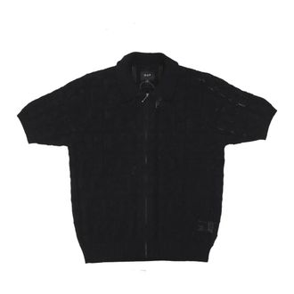 HUF Monogram Jacquard Zip Polo Sweater - - Tops - Herren - Schwarzk - XL