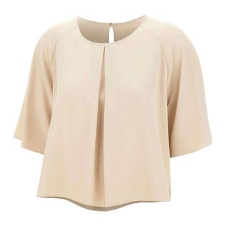 Kaos Kaos, Femme, Blouses et Chemises, Beige, Taille: 42 FR Blouse &Eacute;vas&eacute;e Courte