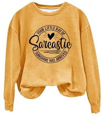 Generic Sweat &agrave; capuche r&eacute;tro &agrave; col rond imprim&eacute; en anglais &laquo; Your Little Of Sarcastic Sunshine Has Arrived &raquo; pour femme, jaune, 3XL