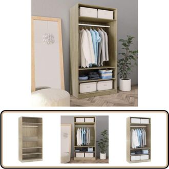 vidaXL Garde-robe Chêne sonoma 100x50x200 cm Bois dingénierie - Armoire - Meuble Rangement - Dressing - Placard - Commode