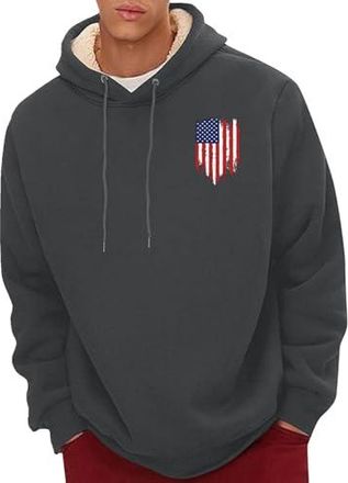 Generic Sweat à capuche moelleux pour homme, printemps et automne, hiver, imprimé en 2D, drapeau national rétro, décontracté, tendance, plus velours épais pou