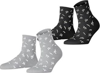 Esprit Twig W Sso coton fantaisie lot de 2 paires, Chaussettes Femme, Multicolore Schwarz Grau 0050, 35-38
