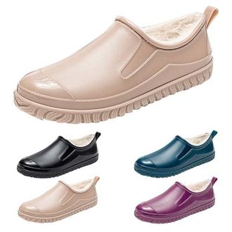 Generic Wellington Bottes de pluie &agrave; enfiler pour femme avec bottes en caoutchouc doubl&eacute;es en peluche - Chaudes et confortables - Imperm&eacute;ables, antid&eacute;rapantes
