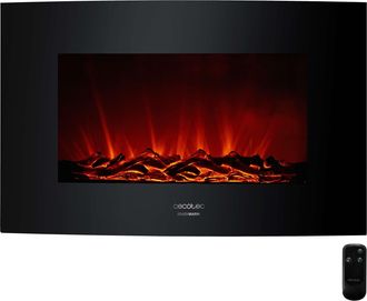 Cecotec Ready Warm 3510 Curved Flames Dekorativer Elektrokamin 89 cm mit Fernbedienung, maximale Leistung 2000 W, 2 Intensit&auml;ten, gebogenes Panel aus geh&auml;rtet