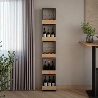 Vicco Weinglasregal Repose, Goldkraft Eiche/Anthrazit, 30 x 180 cm, Vicco