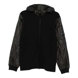 C.P. Company C.p. Company, Homme, Sweatshirts et sweats &agrave; capuche, Noir, Taille: XL Veste &agrave; capuche matelass&eacute;e en laine m&eacute;rinos