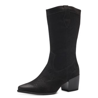 Marco Tozzi Damen Stiefel mit Absatz aus Kunstleder Cowboy, Schwarz (Black), 42