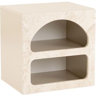 Asir Group LLC Table de chevet avec rangements - Beige effet marbre - LUELA