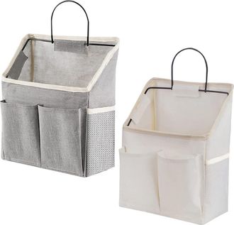 Lurrose 2 Stück Hängender Aufbewahrungsbeutel Faltbare Stofftaschen ohne Bohren Vielseitiger Wandorganizer für Schlafzimmer Küche Bad mit Mehreren Fächern und