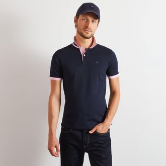 Eden Park Polo Marine En Coton Pima Avec D&eacute;tails Contrast&eacute;s Old Ref Pp