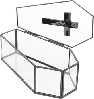 Pretyzoom Einzigartige Schmuckschatulle Aus Glas in Sargform Mit Deckel Zur Pr&auml;sentation Von Ohrringen Und Halsketten Im Vintage-stil Dekorative Aufbewahrung