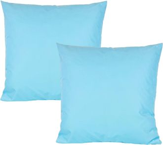 JACK 2er Set Outdoor Kissenhülle Kissenbezug 50x50cm Wasserfest Sitzkissen Lounge Kissen Garten Stuhl Lotus Effekt, Farbe:Hellblau