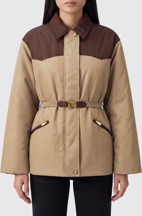 Versace Zweifarbige gepolsterte Hemdjacke aus Nylon mit Medusa-G&uuml;rtel
