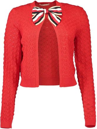 Alice & Olivia cardigan à détail de noeud - Rouge