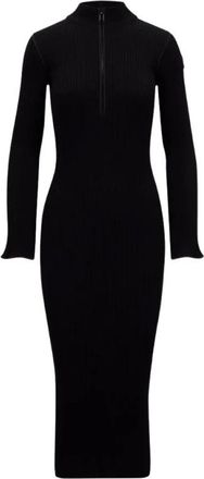 Moncler Femme, Robes, Noir, Taille: 40 FR Robe Midi en Laine Noire