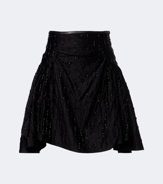 Jacques Wei Mini-jupe en satin &agrave; ornements