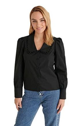 NA-KD Collar Detail Shirt Chemise, Noir, 46 Femme