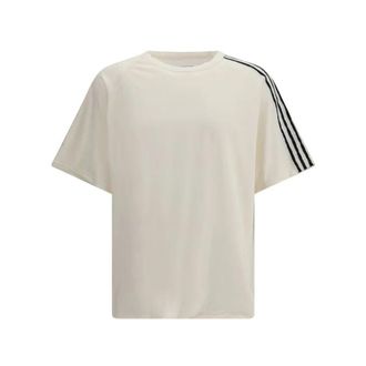 Yohji Yamamoto Raw Edge 3 Stripes Short Sleeve Tee - - Tops - Herren - Wei&szlig; - XL