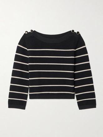 Zimmermann Pull En Mailles Raccourci À Rayures Et À Boutons Crush - Noir