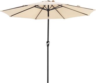 Songmics Parasol, Droit, Octogonal, Inclinable, avec Manivelle, Diam&egrave;tre 3m, Toile Polyester, Ext&eacute;rieur, Terrasse, Jardin, Balcon, Plage, Piscine, Beige