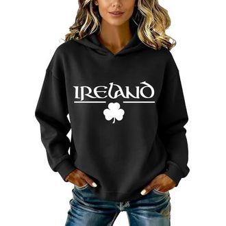 Generic HUIFUAO Irlande St Patrick Sweat &agrave; capuche pour femme Dr&ocirc;le Tr&egrave;fle Costume irlandais St Paddys Day Tr&egrave;fle Vert Chemises Vacances Hauts &agrave; manches longu