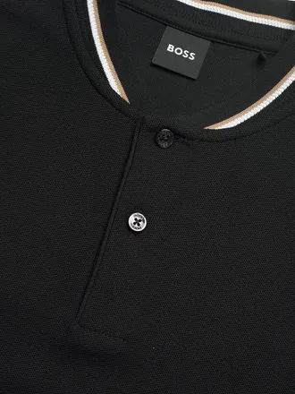 HUGO BOSS Logo-Striped Cotton Polo Shirt - Black