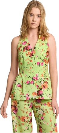 Kocca Femme, Tops, Vert, Taille: 38 FR Haut &eacute;l&eacute;gant sans manches style gilet &agrave; motif floral