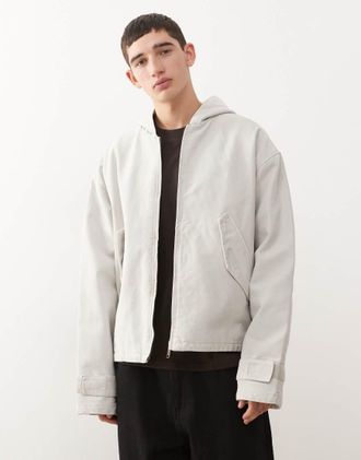 Weekday Jacke in Hellgrau mit Kapuze