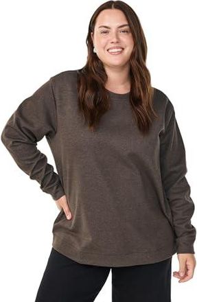 Zizzi Flash by Sweat-shirt à col rond pour femme Grandes tailles Taille 42-60, Marron chocolat chiné, 48-50