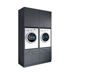 Laundreezy Waschraum Komplett-Set, Anthrazit - Modulares Schranksystem f&uuml;r Waschk&uuml;che & Hauswirtschaftsraum - 135 x 238 x 68 cm (B/H/T)