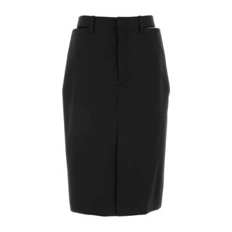 Jil Sander Femme, Jupes, Noir, Taille: 42 FR Wool Midi Skirt