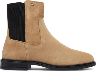 Tommy Hilfiger Klassische Stiefeletten Tommy Hilfiger Enamel Flag Suede Ankle Chelsea FW0FW09575 Beige